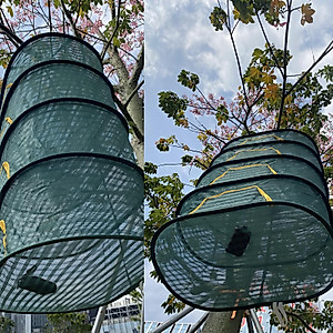 szgwtk 4 Tier Black Mesh Zippered Herb Drying Rack Hanging Dryer Dry Net for Hydroponics, Plant Drying Rack (Green (4-Layer))