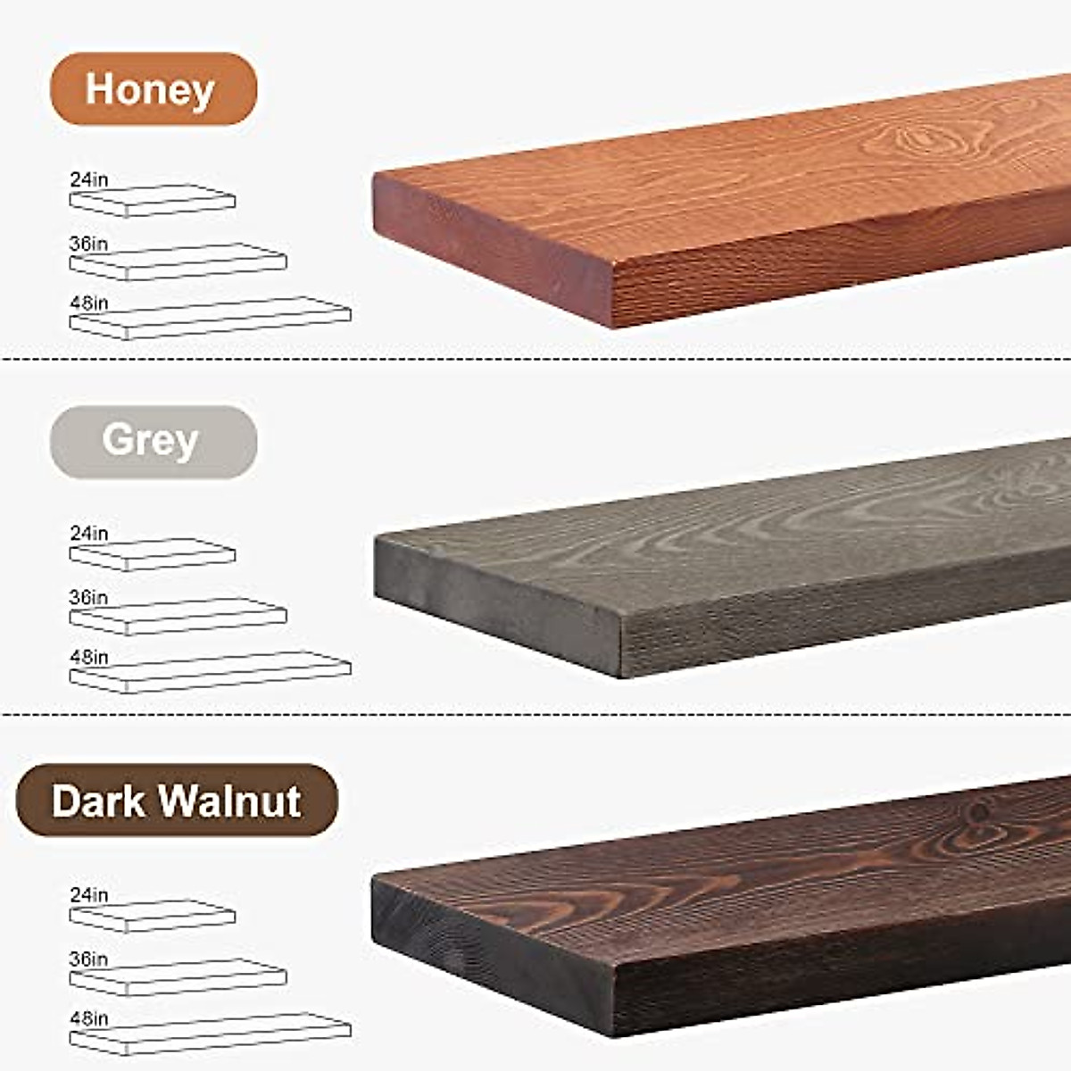 Axeman Floating Shelves, Long Wall Shelves 48 Inch, Rustic Wooden Shelves for Wall, Floating Wall Shelves for Living Room Bedroom Office Honey
