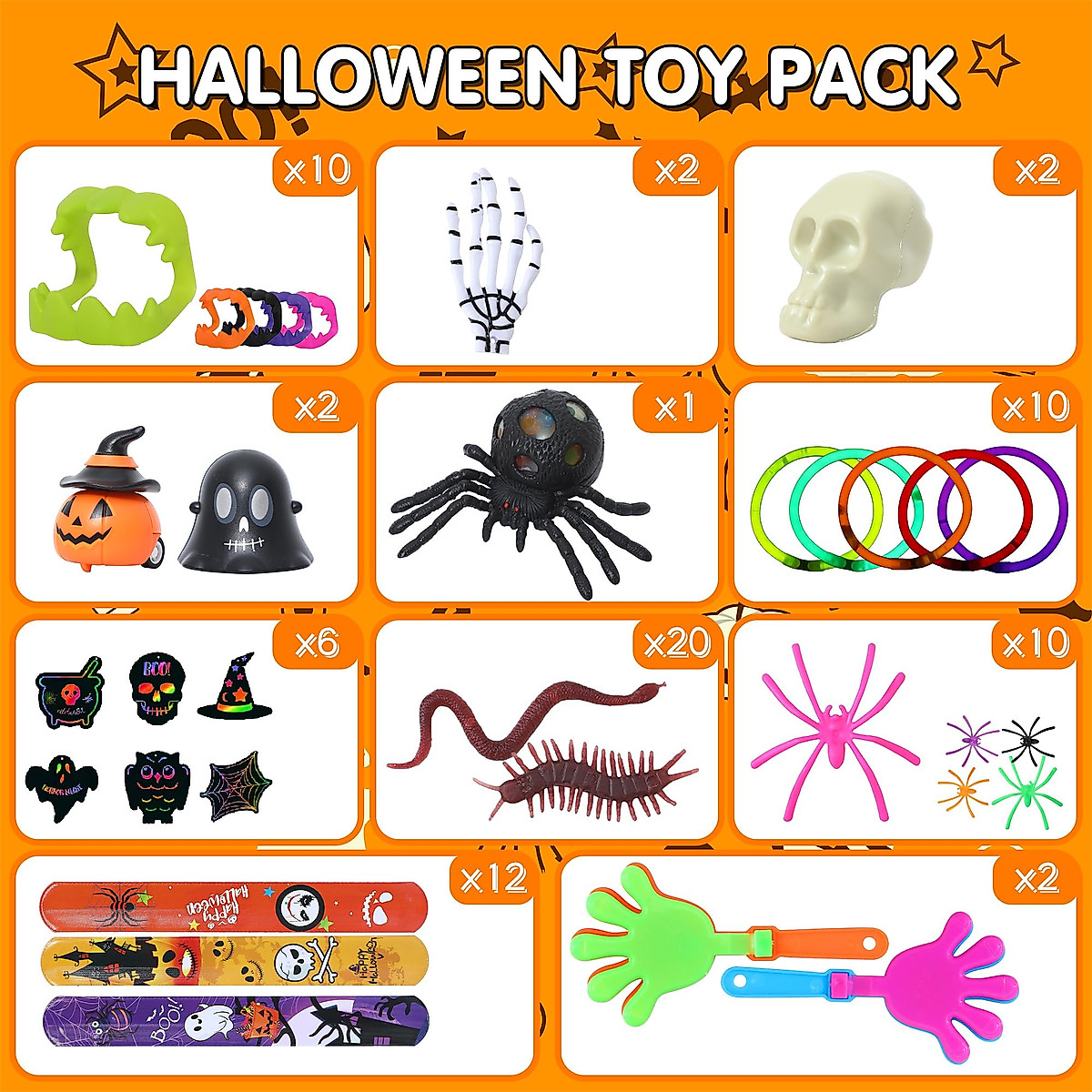 200PCS Halloween Party Favors - Bulk Assorted Toys for Kids, Non-Candy Goodie Bag Stuffers, Classroom Prizes, Halloween Gifts for Boys and Girls