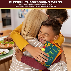 Decorably 18 Pack Foiled Religious Thanksgiving Cards with Envelopes & Stickers - 6 Designs with Printed Message Inside Christian Thanksgiving Cards Pack, 5x7in Happy Thanksgiving Cards Religious