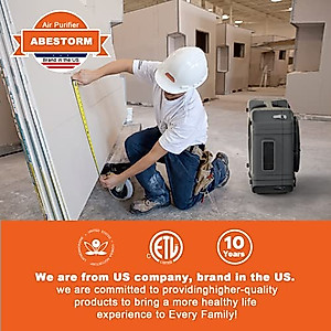 Abestorm 750 CFM Air Scrubbers 4 Stage Filtration with UV-C Light, HEPA Air Scrubber Commercial for Damage Restoration, Stackable Negative Air Machine, 10 Years Warranty