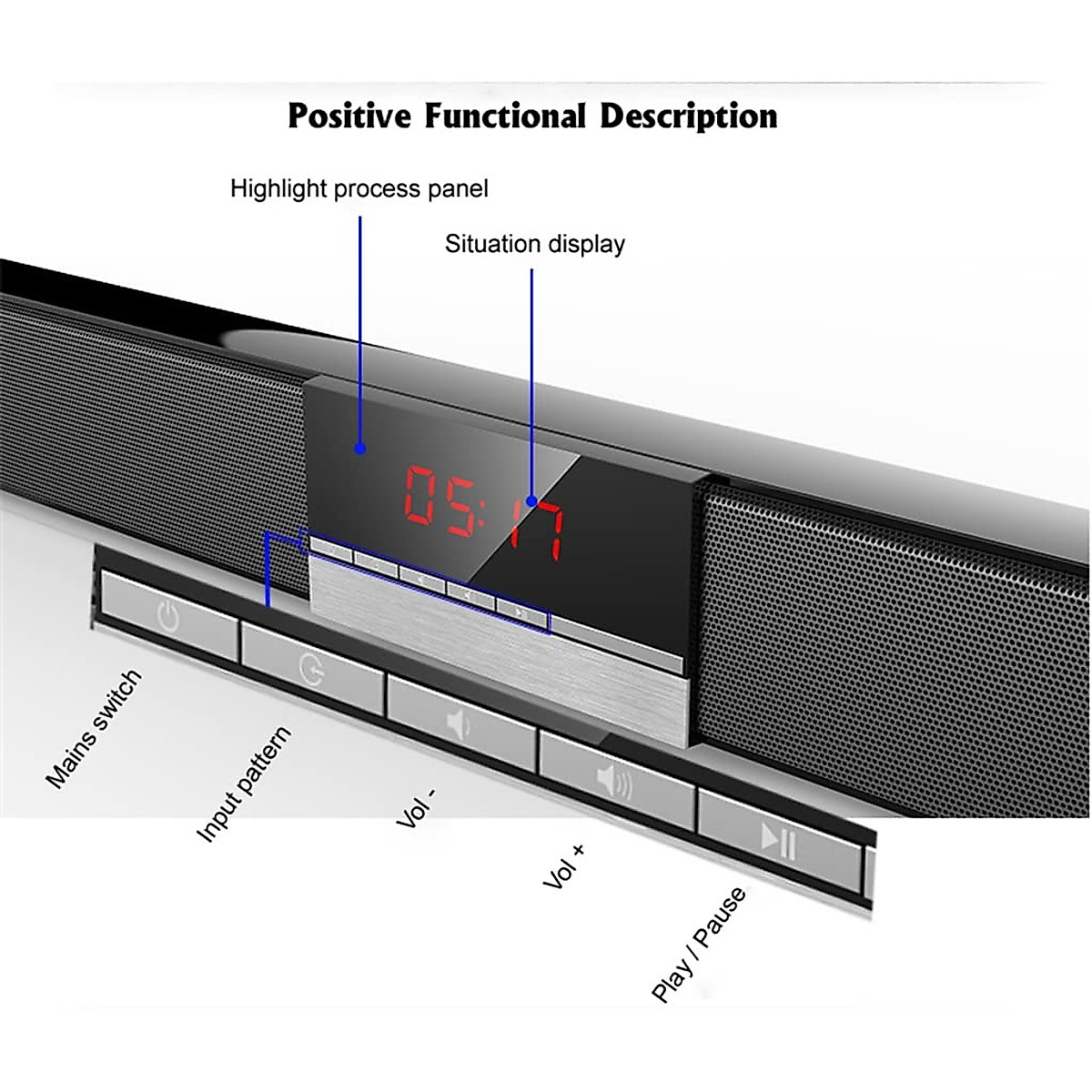 SDGH Soundbar TV 40W Home Theater System Wreless 5.0 Speaker with Control for Coaxial Optical Subwoofer Sound Box