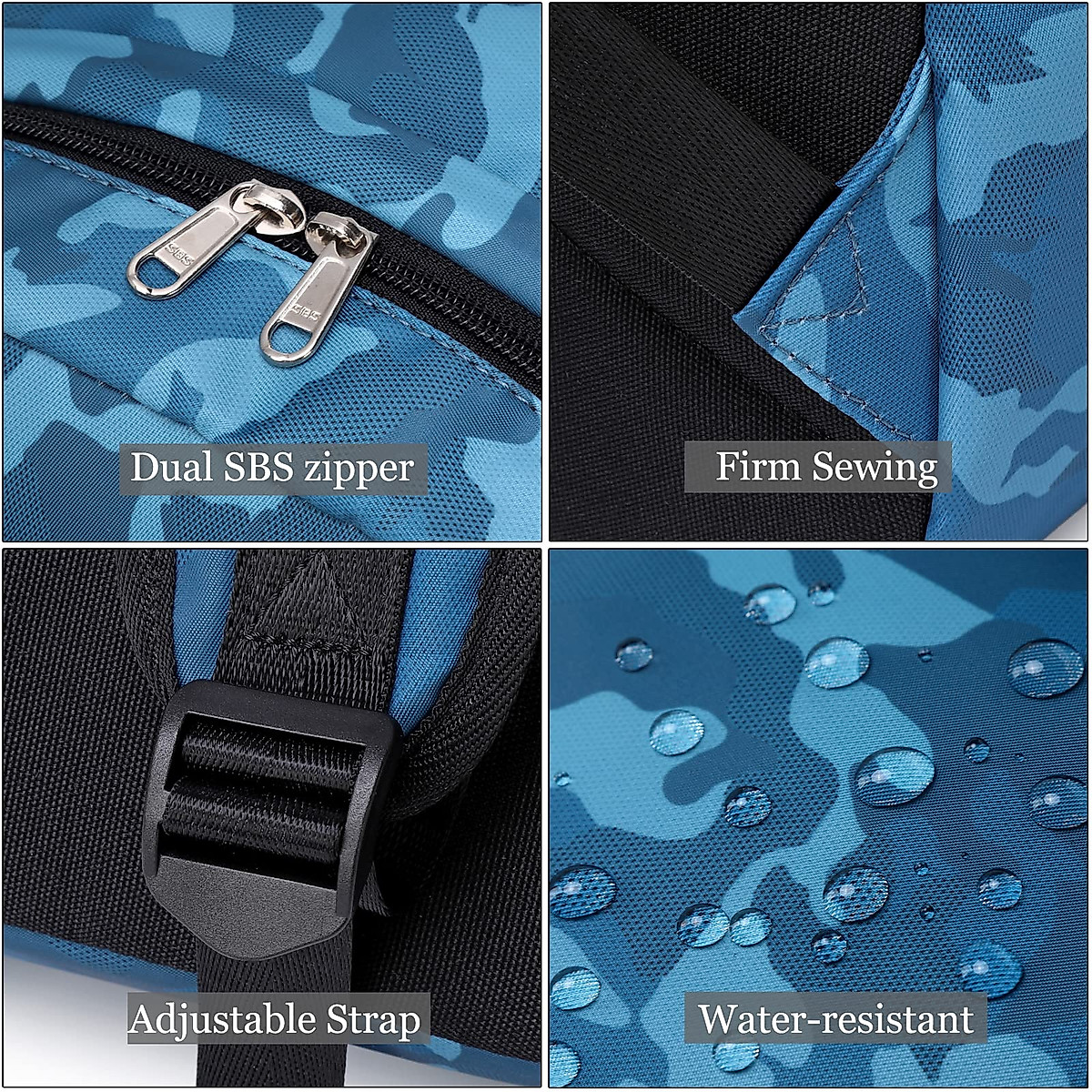 Boys Backpacks for Elementary Middle School Kids Bookbags with Lunch Box Pencil bag Camo Travel Back Pack for Boys (Blue-Camouflage)