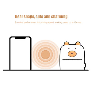 Mini Photo Printer, Cute Bear Shape Wireless Photo Printer, Portable Printer for Smartphones, Compatible with OX S, Android & Bluetooth Devices, Pocket-Size, 57 x 30mm Printing Paper