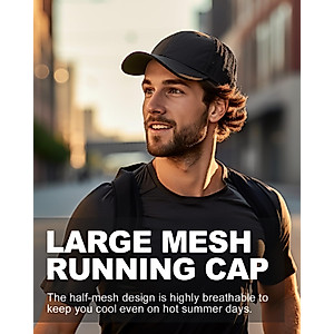 Zylioo XXL Oversize Trucker Mesh Cap,Adjustable Breathable Running Cap,Soft Crown Baseball Hat for Big Heads Black