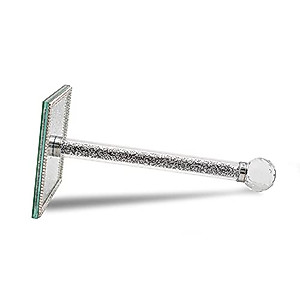 Handmade Silver Paper Towel Roll Holder, Filled with Sparkly Crystal Crushed Diamonds for Kitchen / Bathroom Towel Tissue Roll Countertop, 13inch Height 6.3inch Square Base Freestanding Holder