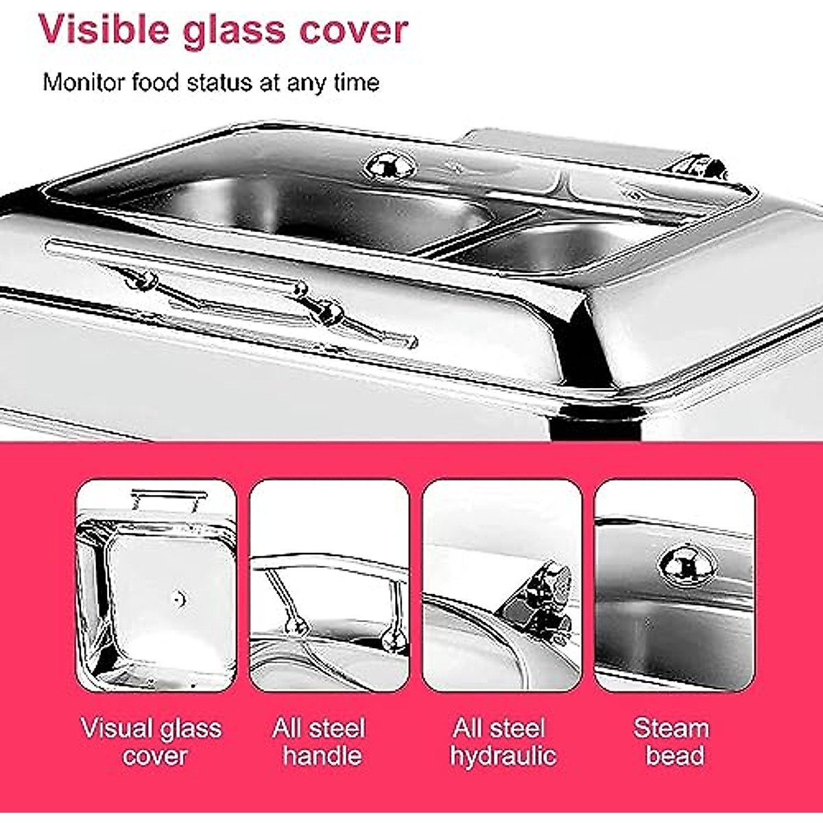 9L Electric Buffet Warmer, Chafing Dish Buffet with Heating Tray, Electric Buffet Warmer for Buffet Food Warmer, Buffet Server