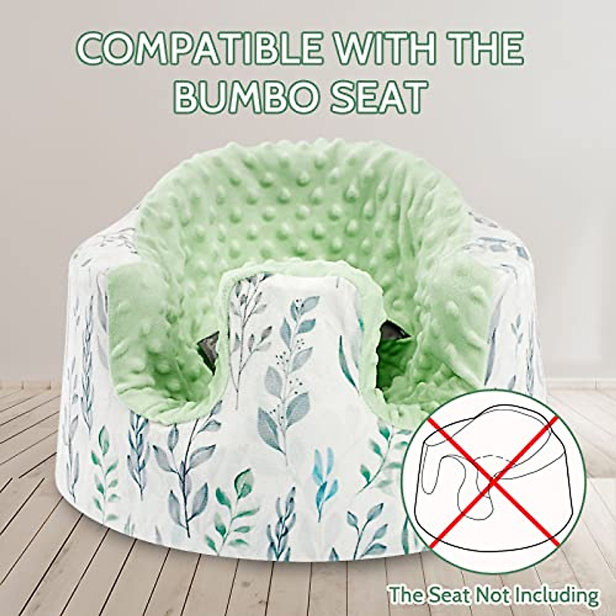 DILIMI Minky Seat Cover, Removable Ultra Soft Comfortable Warm Seat Slipcover for Baby Girl and Boy, Green Leaf