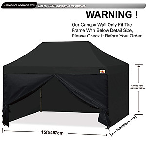 ABCCANOPY Side Wall 10x15, Black (4 Walls Only, NOT Including Frame and Top)