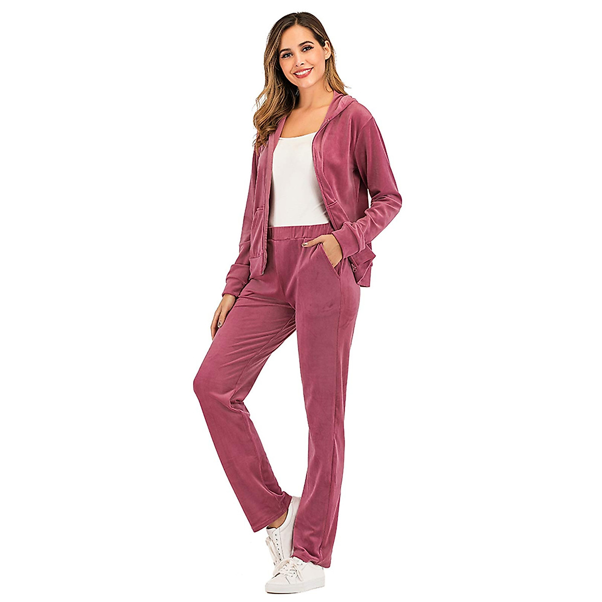 Sweatsuits for Women 2 Piece Tracksuit Sets Jogging Sweat Suits Outfits Zip-Up Hoodie and Sweatpants Red