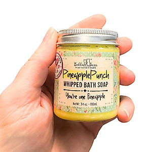 Bella & Bear Pineapple Whipped Soap - Paraben Free - Cruelty-Free Vegan Body Wash And Shave Cream, (3.4 oz)