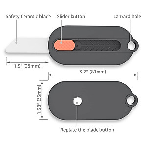 SafeX Ceramic Box Cutter Cute Min Replaceable Blade Cardboard Cutter Safety Box Opener Tool Perfect for DIY,Work (Green)