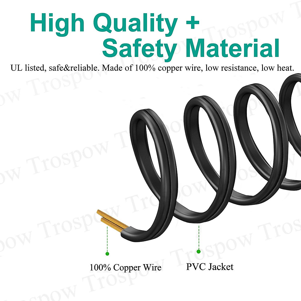 8.2ft 2 Prong Power Cable for Sonos Arc One Play One SL Soundbar Sub Bass Subwoofer AC Power Cord Cable Replacement