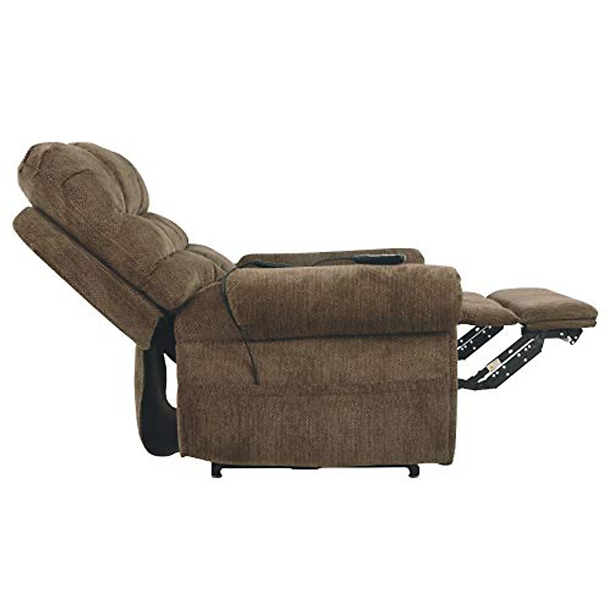Signature Design by Ashley Ernestine Upholstered Power Lift Adjustable Oversized Recliner, Brown