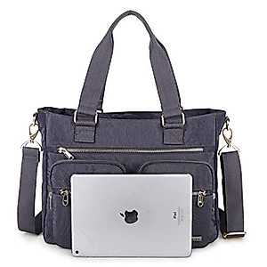 La Packmore Water Repellent Nylon Shoulder Bag Handbag Laptop Bag Teacher Nurse Tote Briefcase Clinical Bag (14-Inch, Charcoal)