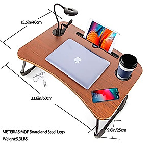 Highger Lap desks for Laptop and Writing with Light and Fan,Bed Table Lap Bed Tray with Storage Drawer,USB Port and Cup Holder,Laptop Stands Tray for Breakfast and Reading