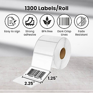 CEPRICO - Direct Thermal Labels 2.25 x 1.25 | 1000 Labels per Roll |10 Rolls | Perforated Barcode Address Labels | Compatible with Zebra & Rollo & MUNBYN Desktop Printers | Excellent for Amazon FBA