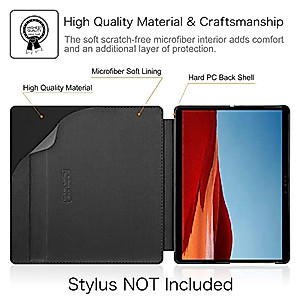 Fintie Case for Microsoft Surface Pro X (2021/2020/2019) - Hard Shell Slim Portfolio Cover Compatible with Type Cover Keyboard for 13 Inch New Surface Pro X (SQ1/SQ2), Composition Book