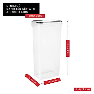 DWËLLZA KITCHEN Pasta Storage Containers for Pantry Airtight - 4 Pc Spaghetti Container Storage - Ideal for Spaghetti & Noodles, Kitchen Pantry Organization and Storage - Keeps Food Fresh & Dry