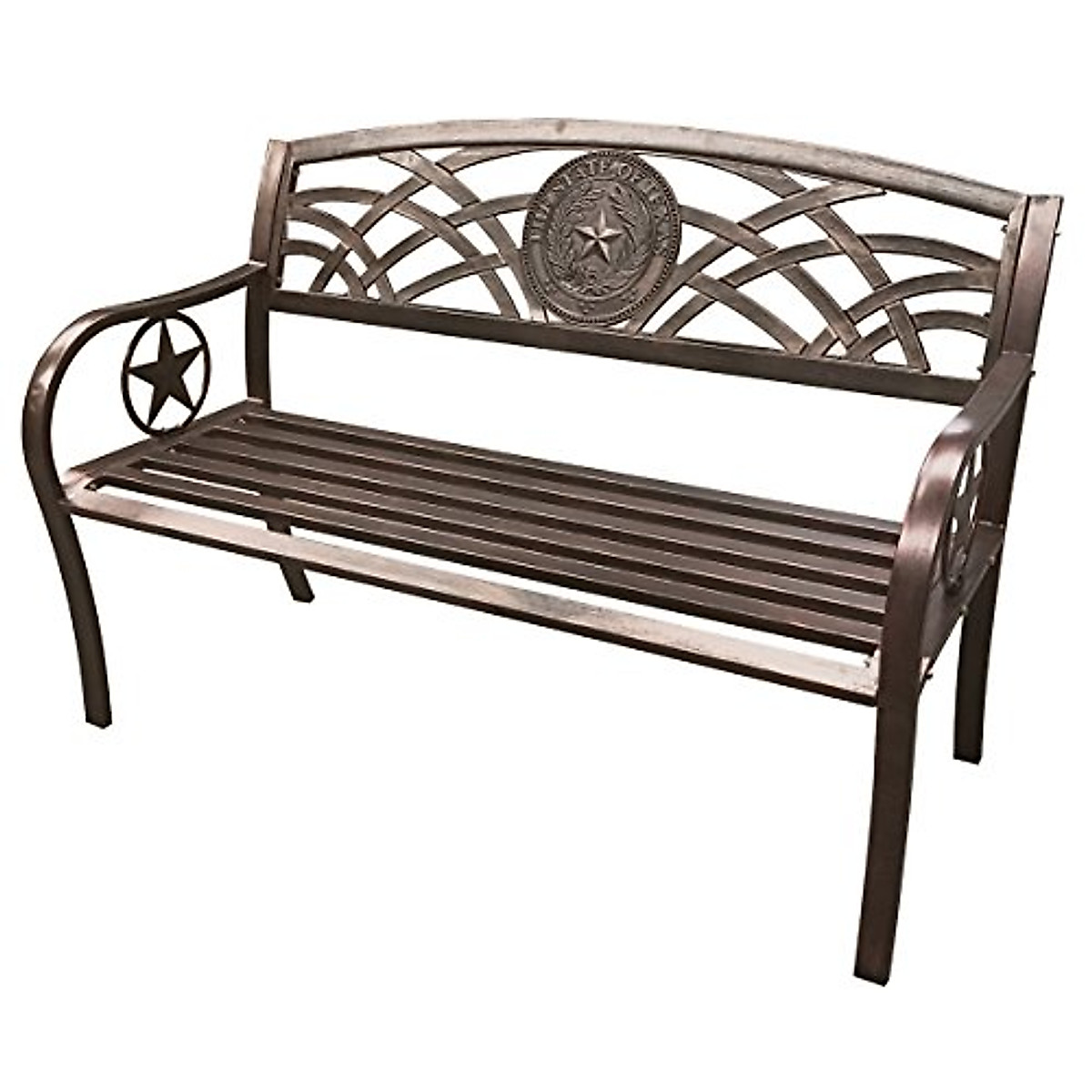 Leigh Country TX 93545 Texas State Seal Metal Bench