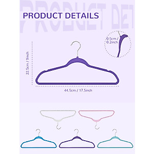 HOUSE DAY 60 Pack Plastic Hangers, Purple Hangers Extra Wide with 360°Swivel Hook, Space Saving Hangers for Bedroom Closet, Shirts, Pants, Heavy Duty Hangers Enough for Coat, Suit