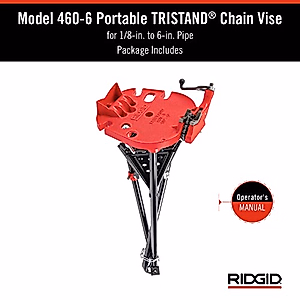 RIDGID 36273 460-6 Portable TRISTAND Chain Vise for 1/8"-6" Pipe, Red/Black