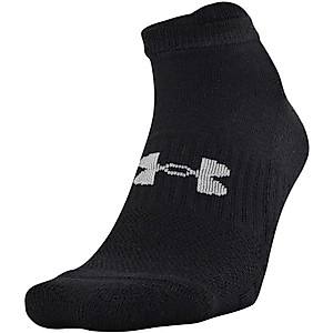 Under Armour Adult Training Cotton No Show Socks, Multipairs , Black (6-Pairs) , Large