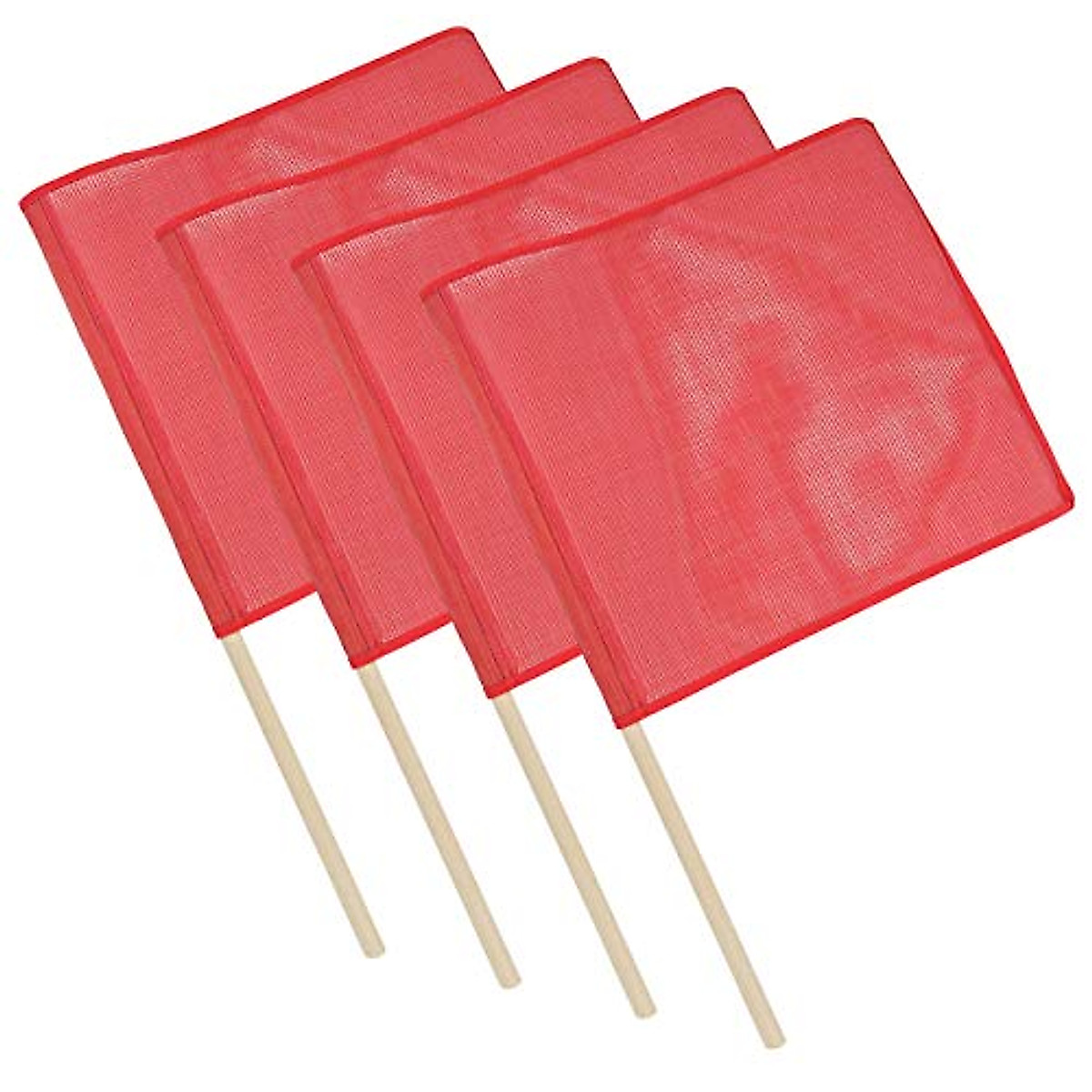 Mytee Products Red Safety Flags for Trucks with Dowel, DOT Compliant - 18 Inch x 18 Inch High Visibility Vinyl Mesh Warning Flags, 4 Pack
