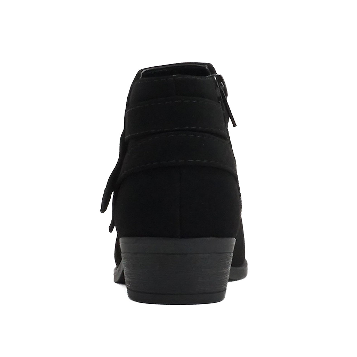 Soda SWEETEN-2 ~ Little Kids/Girls/Childrens Fashion Closed Toe Multi Strap Ankle Bootie Block Heel (Black Nubuck, numeric_1)