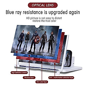 Zoylofg 14'' Phone Screen Magnifier,3D HD Anti-Blue Light Screen Amplifier,Folding Stand Holder Portable for Movie Video,Compatible with All Smartphones(Black)