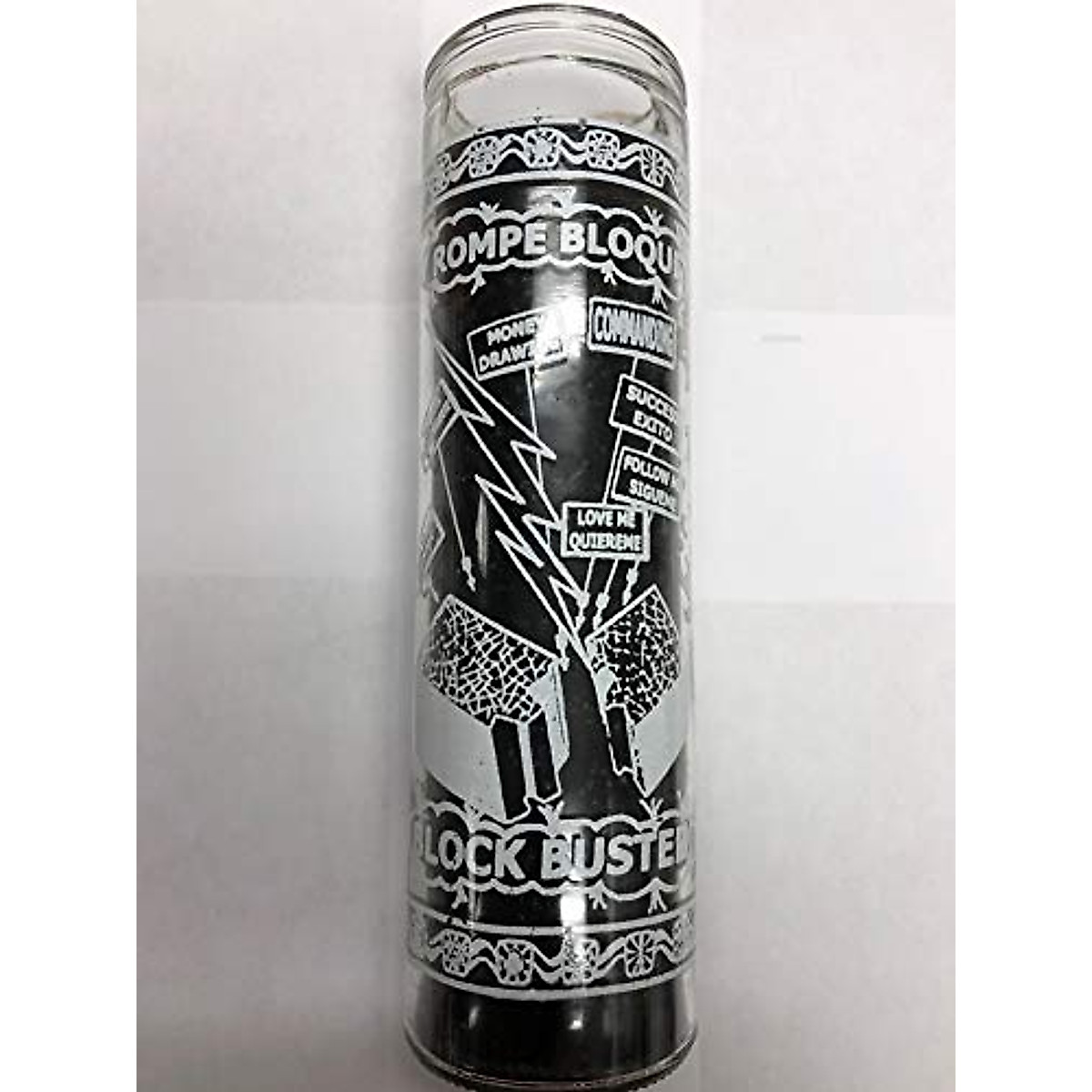 PHIMINNEX Block Buster/Block Breaker 7 Day Unscented Black Candle in Glass (Rompe Bloque)