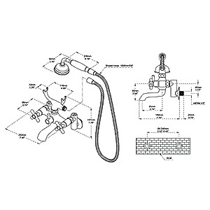 Hanallx Clawfoot Tub Faucet Wall Mount Tub Filler Black Vintage Bathtub Faucets Brass with Telephone Shaped Handheld Shower