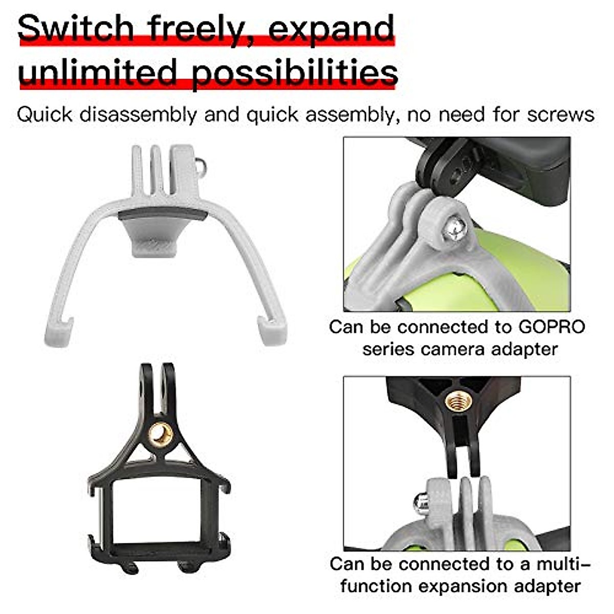 Honlyn Mount Adapter Bracket for DJI FPV Drone Compatible with Gopro 10 9 8 7 /for Insta360 ONE R Insta360 ONE RS /for Insta360 ONE X 1 2/for DJI Osmo Pocket 1 2