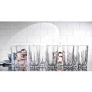 Glaver's Old Fashioned Highball Glass Cups. Set of 10 Elegant Diamond Cut Drinking Glasses. Classic 15 oz Bar Glasses. Tall Kitchen Glass for Wate,r Juice, Beer, Cocktails.