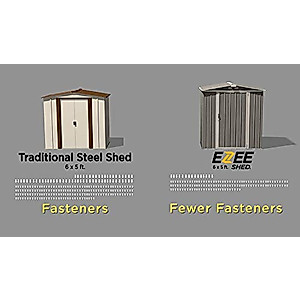 ARROW 6' x 5' EZEE Galvanized Steel Low Gable Shed Cream with Charcoal, Storage Shed with Peak Style Roof