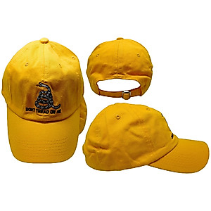 Gadsden Don't Tread On Me Dark Yellow Orange with White Snake Washed Cotton Adjustable Embroidered Baseball Hat Cap