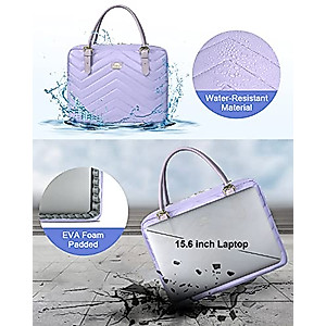Laptop Bag for Women, 15.6 Inch Slim Computer Bag Laptop Briefcase, Lightweight Water Resistant Laptop Accessories Carrying Case Sleeve Cute Business Work Office Handbag Gifts for Women Travel, Purple