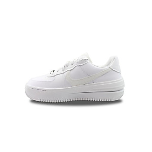 Nike Womens Air Force One PLT.AF.ORM Sneakers (White/Summit White-White-White, 9)