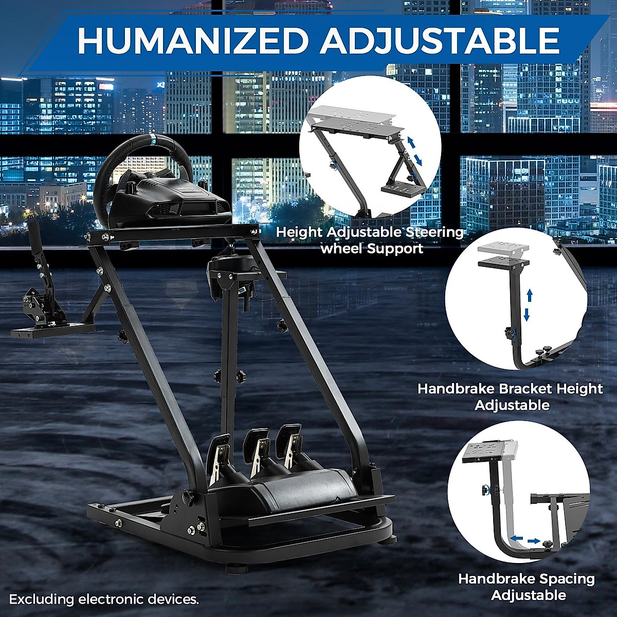 Hottoby Racing Steering Wheel Stand Foldable & Dual Shift Levers Fit for Logitech/Thrustmaster G25 G27 G29 G920 G923 T150 T248 T300 Multi-level Easy Storage & Install Cockpit,No Wheel & Pedals