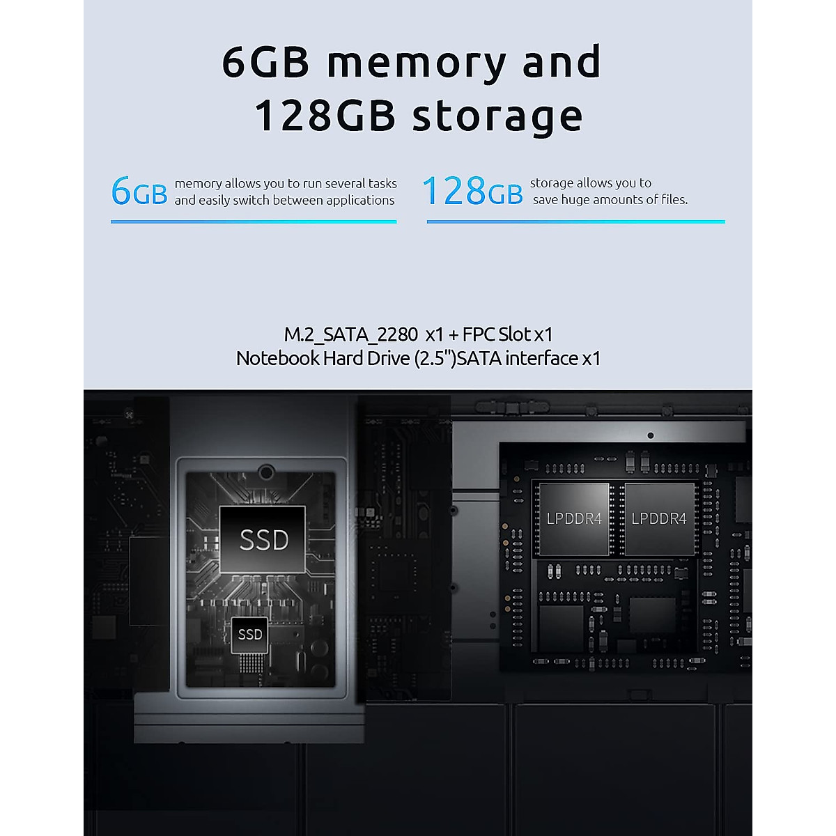 Bmax Mini PC B2 S 6GB DDR4/128GB eMMC, N4020 (up to 2.8 GHz) Micro Desktop Computer, 60Hz Dual Display HTPC, Gigabit Ethernet, Dual-Band Wi-Fi/HDMI VGA Port BT 4.2 USB 3.0 x4