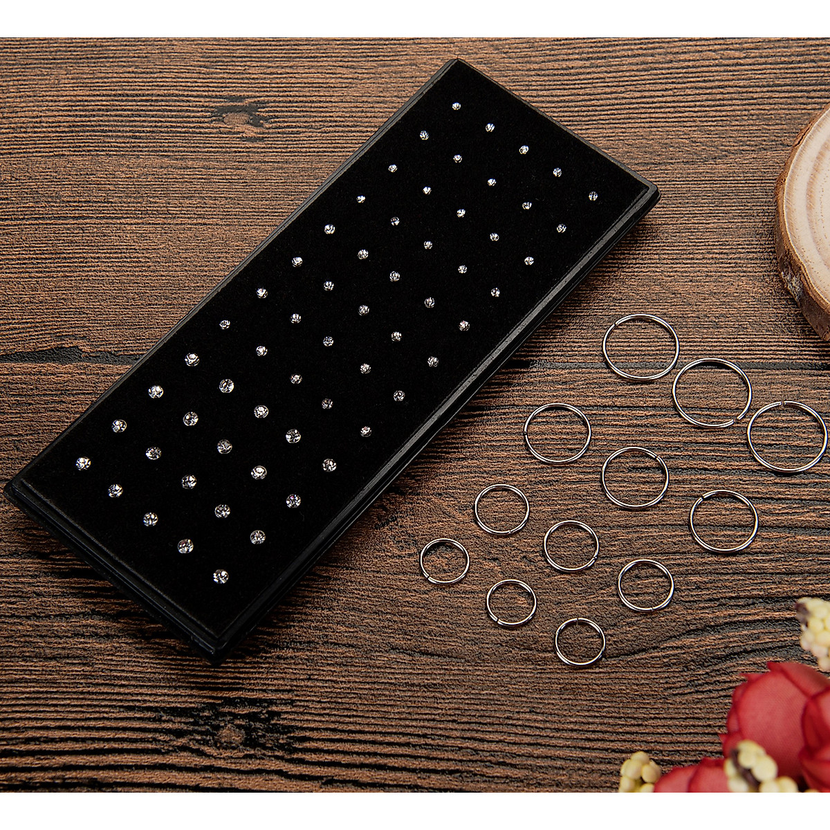 YOVORO 22G 72PCS 316L Stainless Steel Nose Studs Rings Cartilage Hoop Ear Piercing Body Jewelry 1.5MM 2MM 2.5MM W