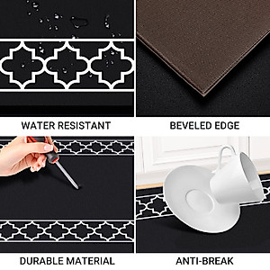 LuxStep Kitchen Mat Set of 2 Anti Fatigue Mat, Non Slip Kitchen Rugs and Mats Waterproof Memory Foam Kitchen Rug, Standing Desk Mat Floor Mats for House,Sink,Office,Kitchen (Black)