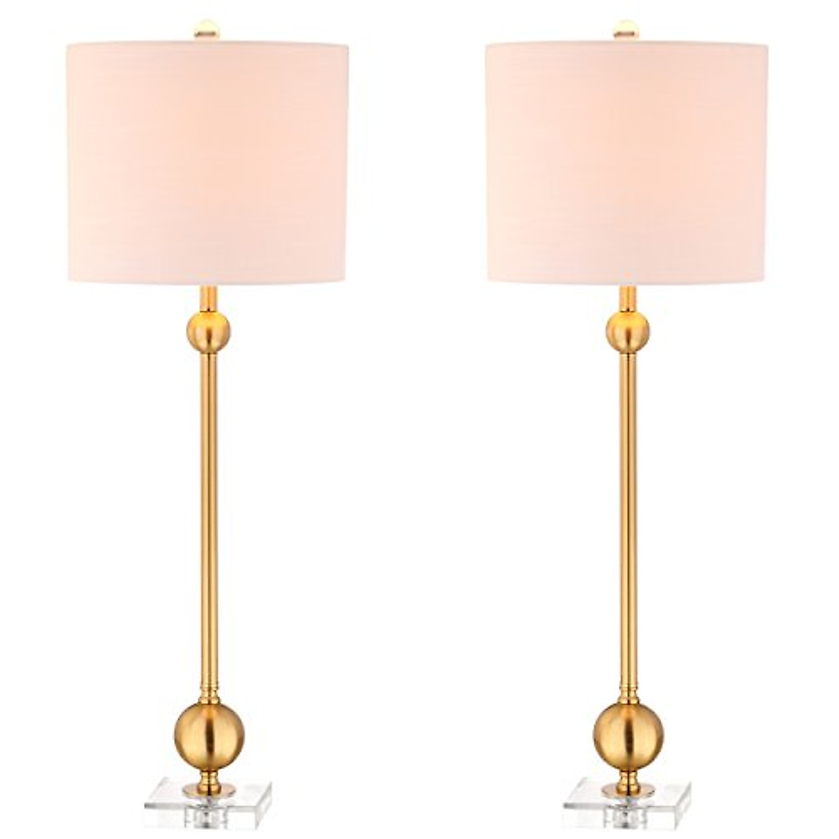 JONATHAN Y JYL2010A-SET2 Set of 2 Table Lamps Hollis 34" Metal LED Table Lamp Modern Contemporary Glam Bedside Desk Nightstand Lamp for Bedroom Living Room Office College Bookcase, Brass