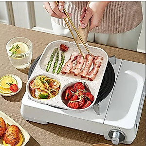 3-in-Divided Frying Pan for Cooking – sarten 3 en 1 antiadherente, Square Egg Pan, One Egg Frying Pan, Section Skillet, 3 in 1 pan for cooking