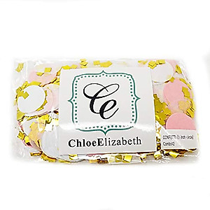 Premium 1-inch Round Tissue Paper Party Table Confetti - 50 Grams (Pink, White, Gold Mylar Flakes)