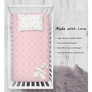 OptimaBaby Pink Crib Sheets, Animals Fitted, 2 Count