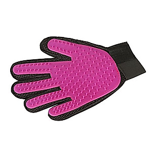 Safana Pet Grooming Glove - Gentle Deshedding Brush Glove - Efficient Pet Hair Remover Mitt - Massage Tool with Enhanced Five Finger Design - Perfect for Dogs & Cats with Long & Short Fur (Pink)
