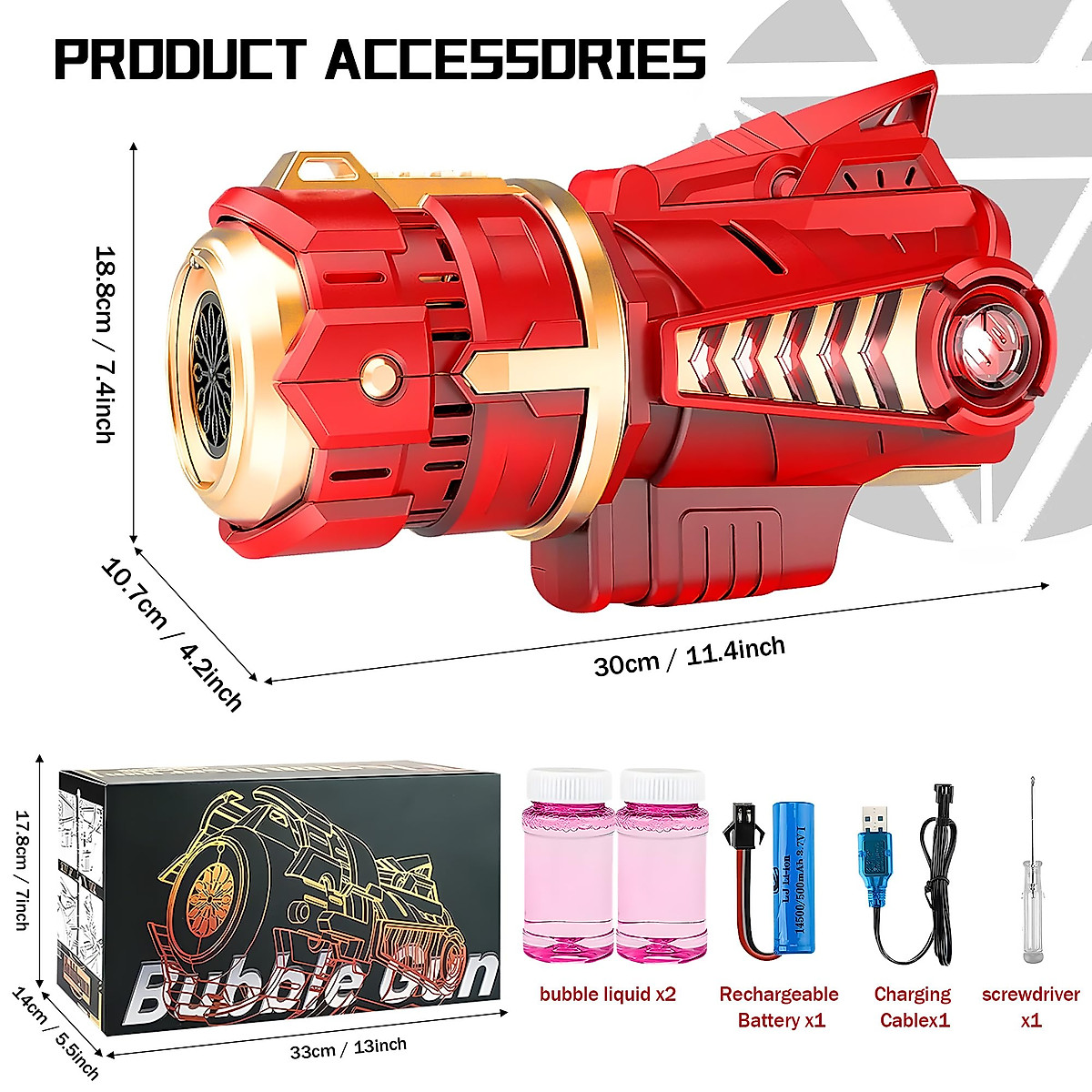 ROHSCE Bubble Machine Gun, Automatic Bubble Blaster for Toddlers Kids Ages 5 6 7 8 9 10 11 12 Year Old, Great Gifts for Children Adult, Bubble Shooter with Led Lights for Outdoor Party, Bubble Blower