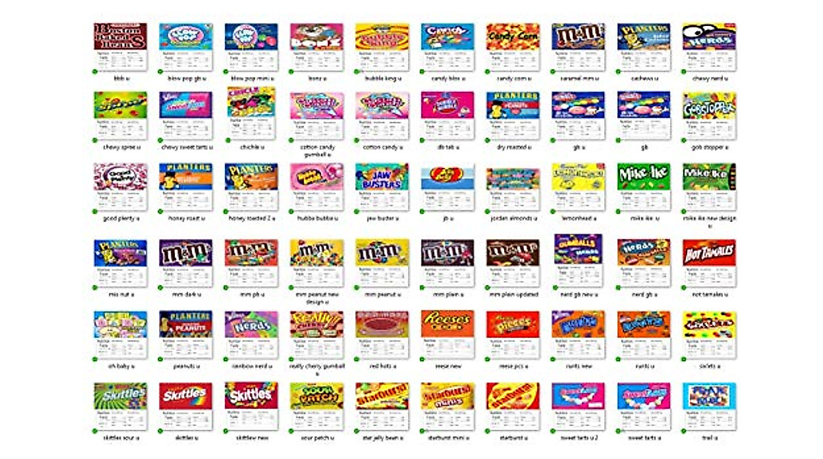 Candy Vending Machine Labels - 2.5" Durable Stickers for Nutrition