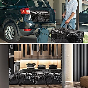 Fixwal 8pcs Heavy Duty Moving Bags Extra Large, Moving Totes with Strong Handles & Zippers, Packing Bags Storage Bags for Moving, Space Saving, Clothes, Moving Supplies, Moving Boxes （Black）